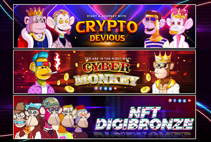 Design amazing nft banner, crypto banner and twitter header by Retro ...