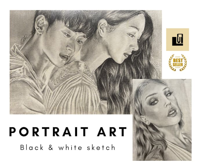 Draw portrait art 100 percent hand drawn art by Luigiartsglobal | Fiverr