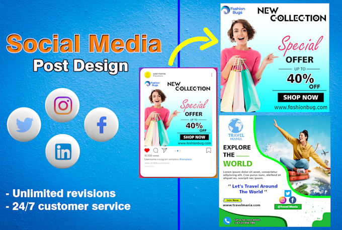 Create awesome custom social media posts by Chirananupama | Fiverr