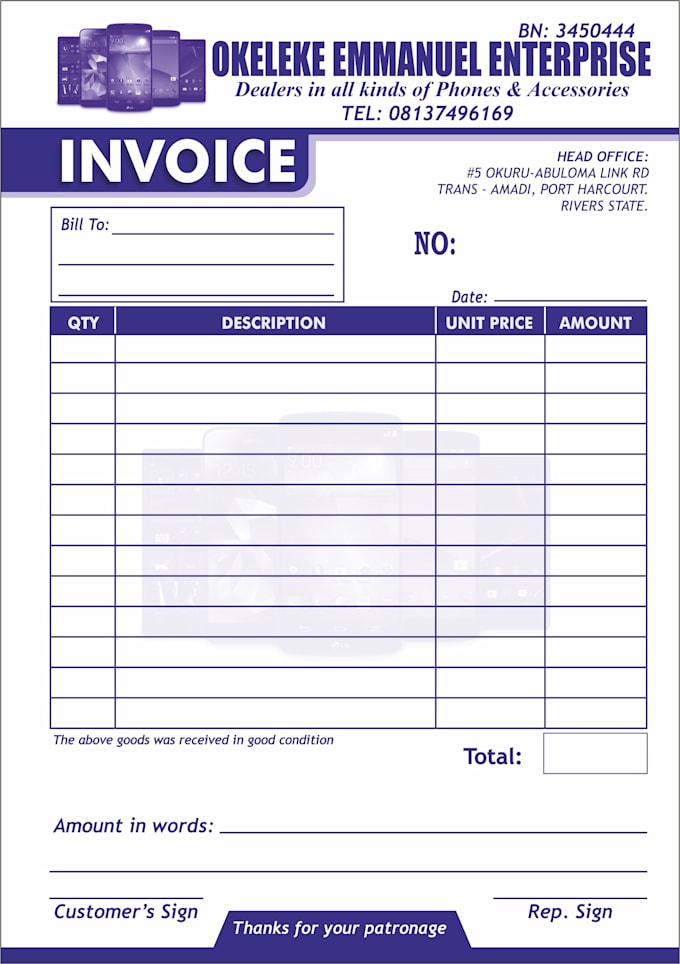 Design a professional invoice, reciept and waybill by Design4fiverr ...
