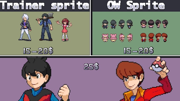 Make custom pokemon trainer sprite by Lightsabit | Fiverr