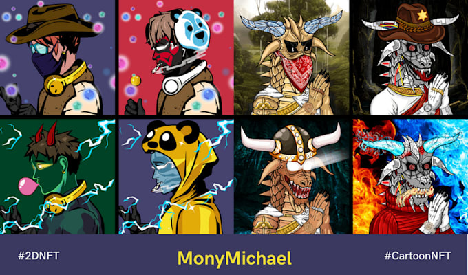 Create unique 2d nft art, 2d character, pfp, generate 10k 2d nft collection by Monymicheal | Fiverr