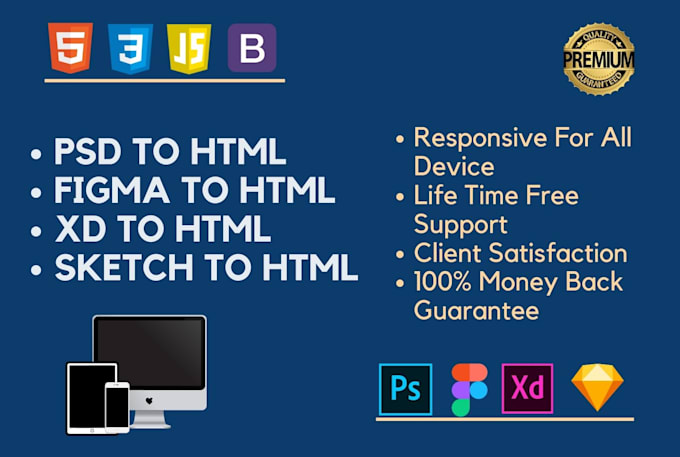 Convert psd, figma, xd and sketch to html using bootstrap framework by ...
