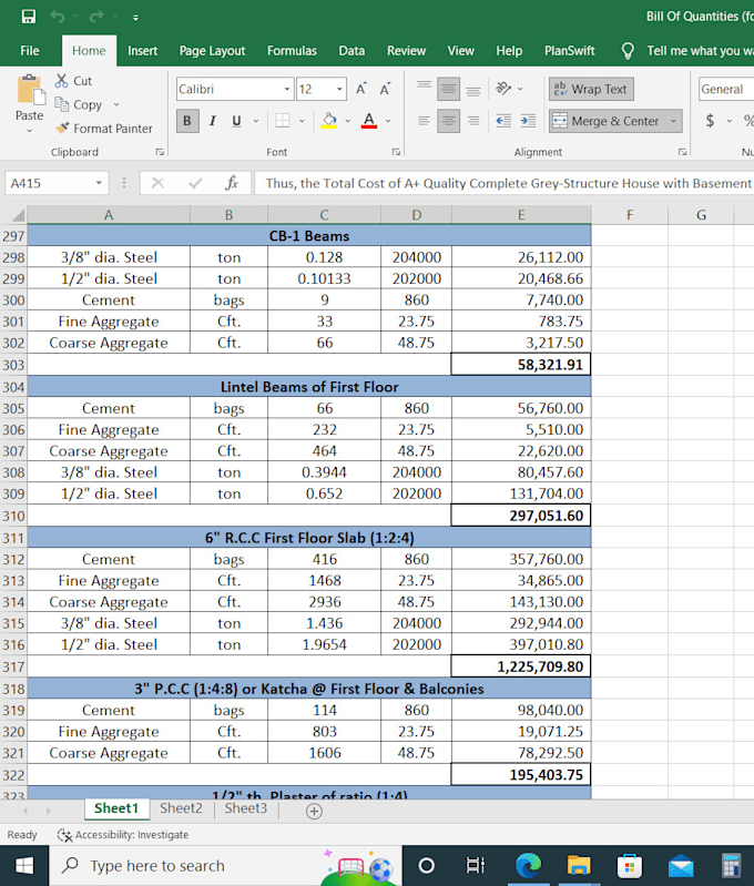 Preparing bill of quantities by Hassaanaasim | Fiverr