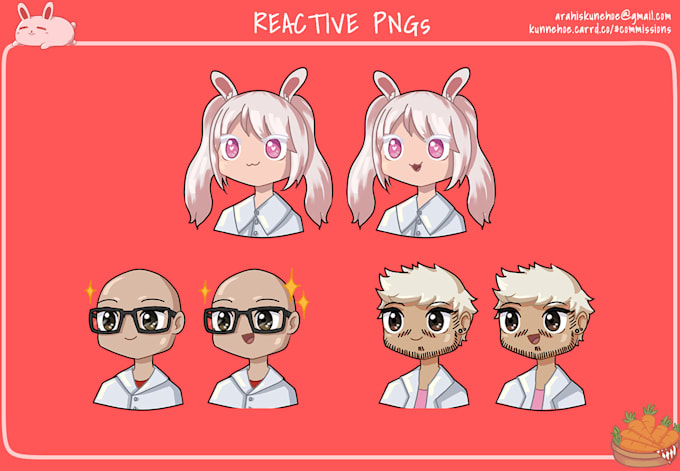 Make cute reactive png for streams vtubers and pngtubers by Kunneart ...