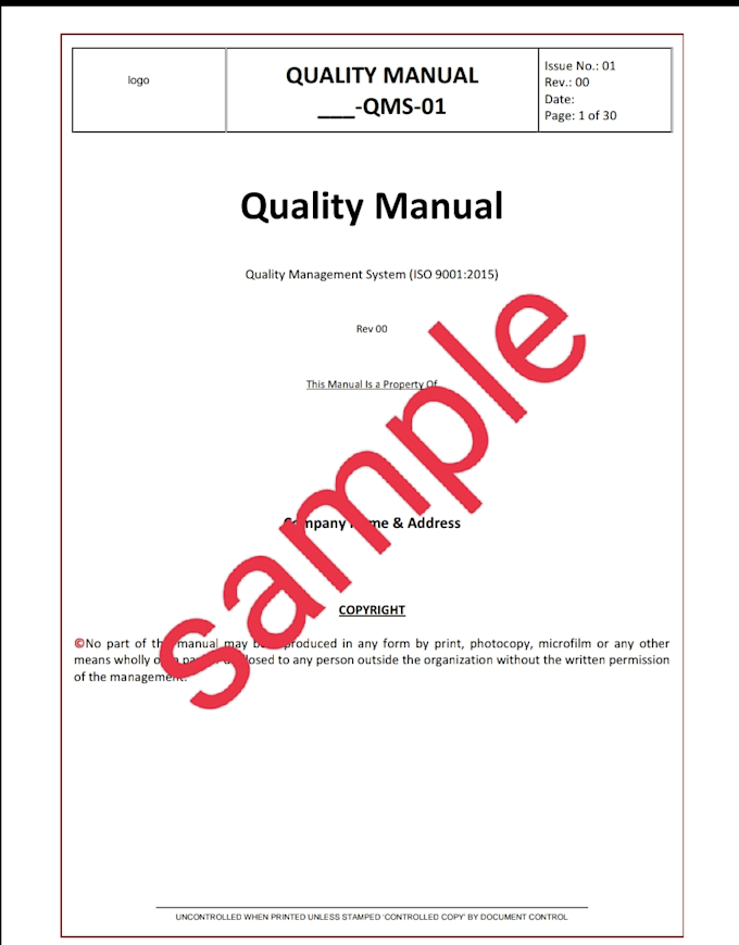 Provide sample iso 9001 documents by Saimajabeen550 | Fiverr