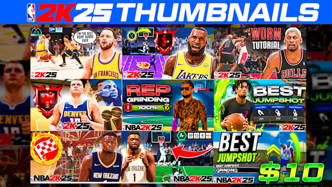 Do a fire custom nba 2k25 thumbnail by Storm474 | Fiverr