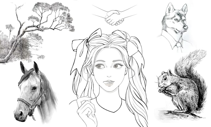 Draw realistic line art, pencil art, digital art by Susilrohana | Fiverr