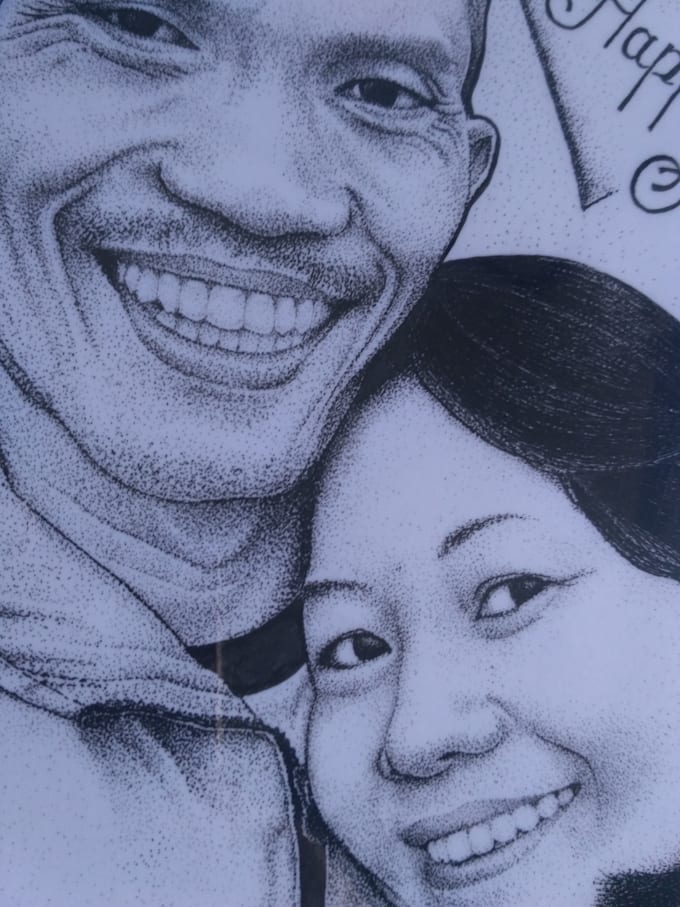 Hand draw realistic dot art pointillism portrait from a photo by ...