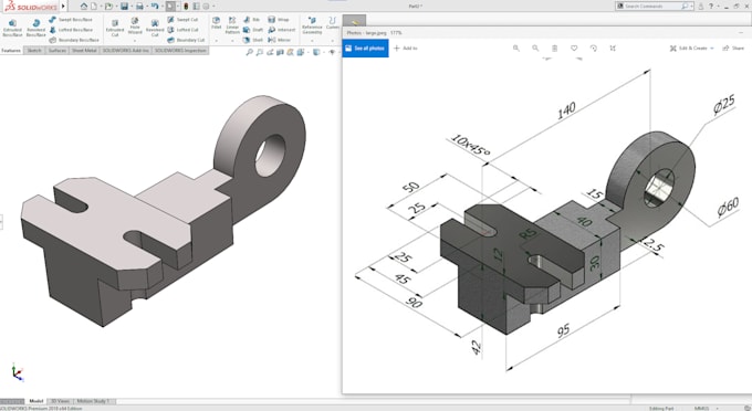 Design a 3d model from your 2d drawings using solidworks