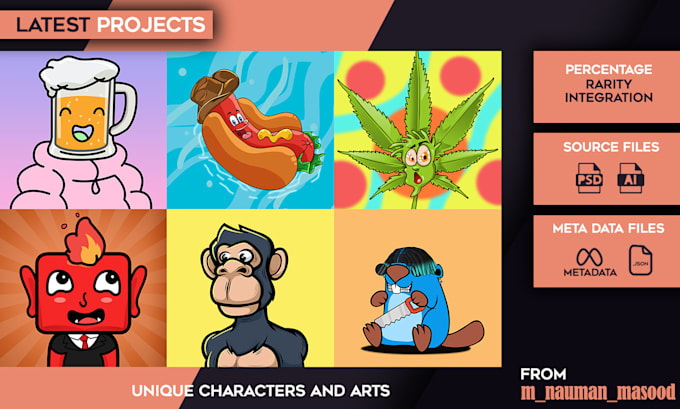Create custom cool nft cartoon art collection up to 10k by M_nauman ...