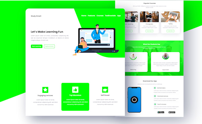 Build a fully responsive design in html,css, bootstrap, and javascript ...