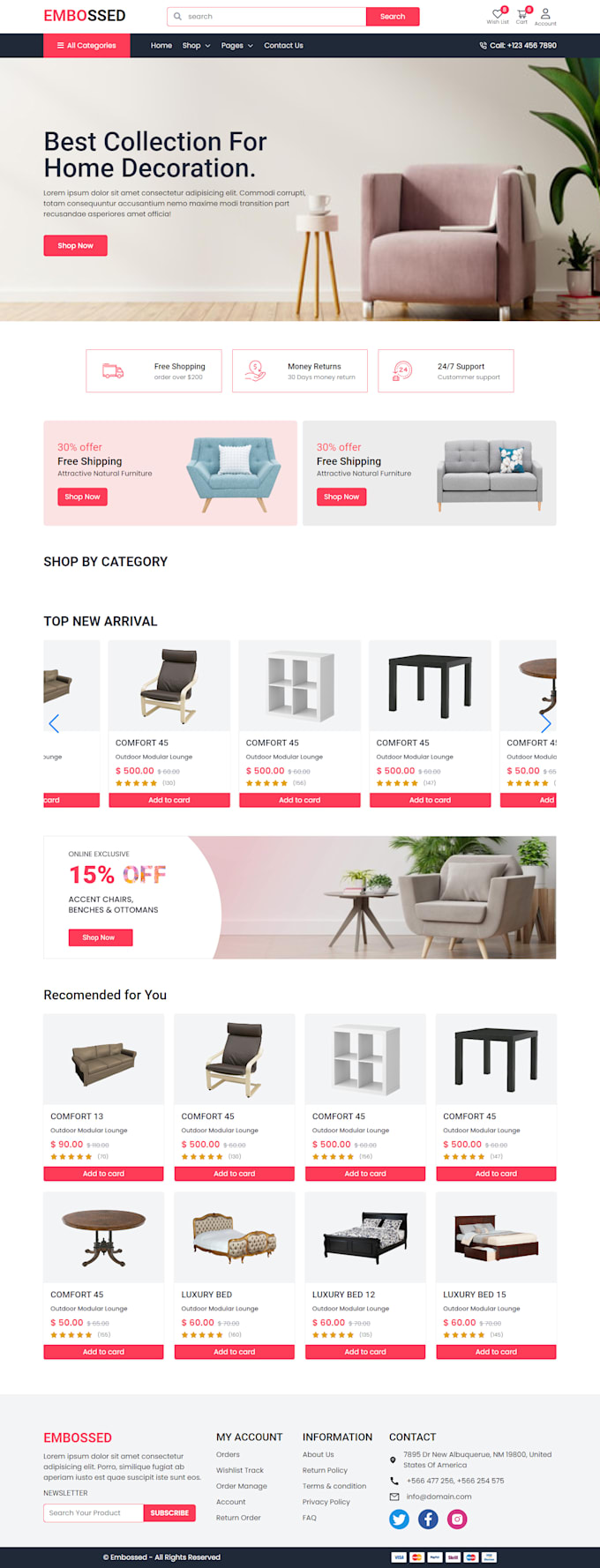 Develop your website with html, css, bootstrap, javascript, react js ...
