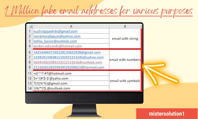 Create 1 million fake email addresses for various purposes by ...