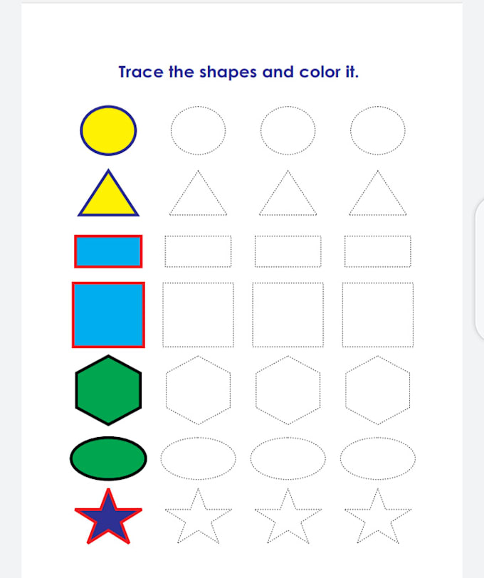 Illustrate custom abc, numbers and shapes worksheet for kids by Hira ...