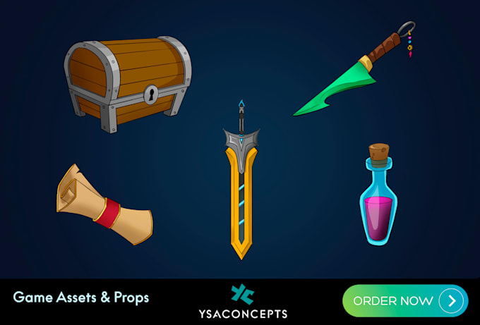 Create immersive 2d game assets props, icons, items by Ysaconcepts | Fiverr