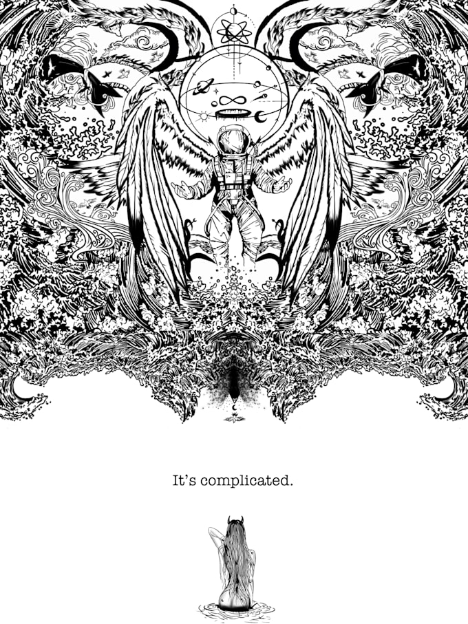 Make detailed digital line art for your album cover by Cryptokioken ...