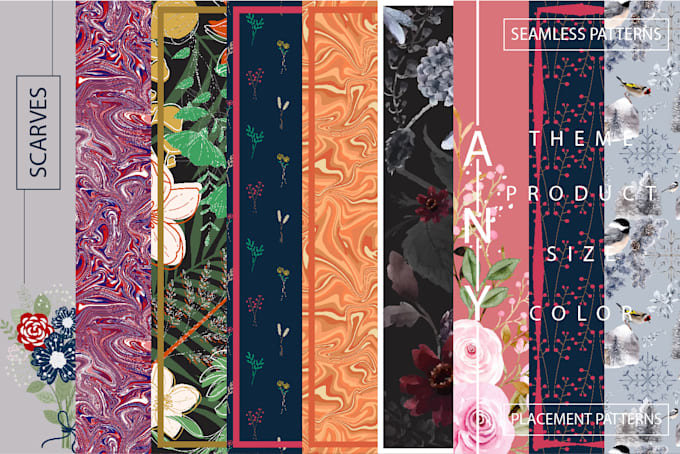 Create seamless and placement patterns for scarves by Aaminah6313 | Fiverr