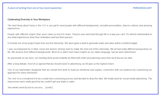 Write your informative and persuasive speech by Phrasegalaxy | Fiverr