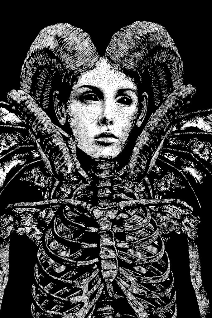 Make brutal blackwork illustrations and drawings by Yiroyito | Fiverr