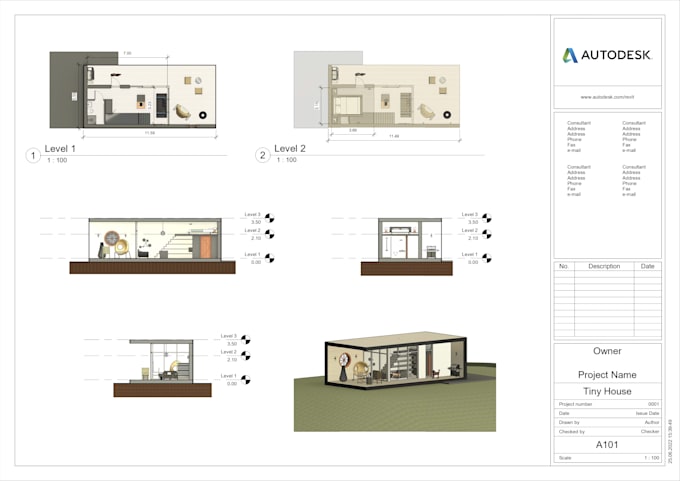 Design your tiny house in revit or autocad by Linademir | Fiverr