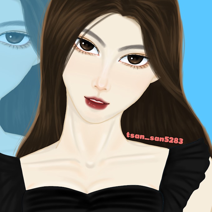 Make a potrait semi realistic anime in my style by Tsani3108 | Fiverr
