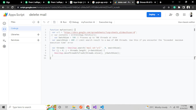 Write google apps script for sheets, docs, drive, emails, calendar by Zulfiqar_hashmi | Fiverr