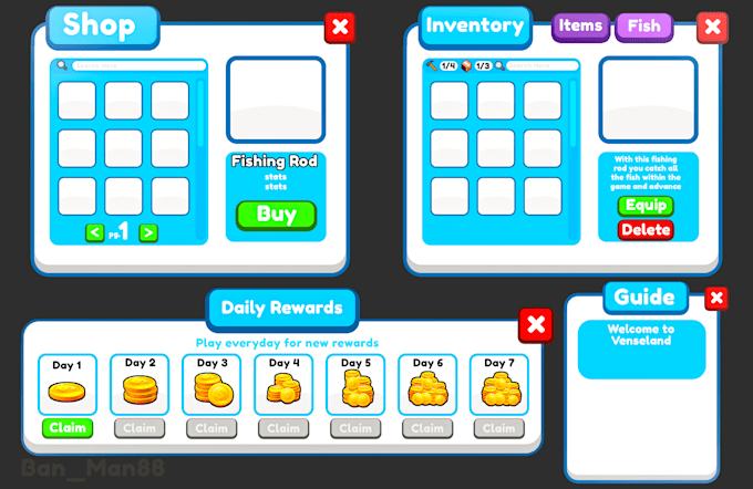 Design a clean ui for your roblox game by Ban_man | Fiverr
