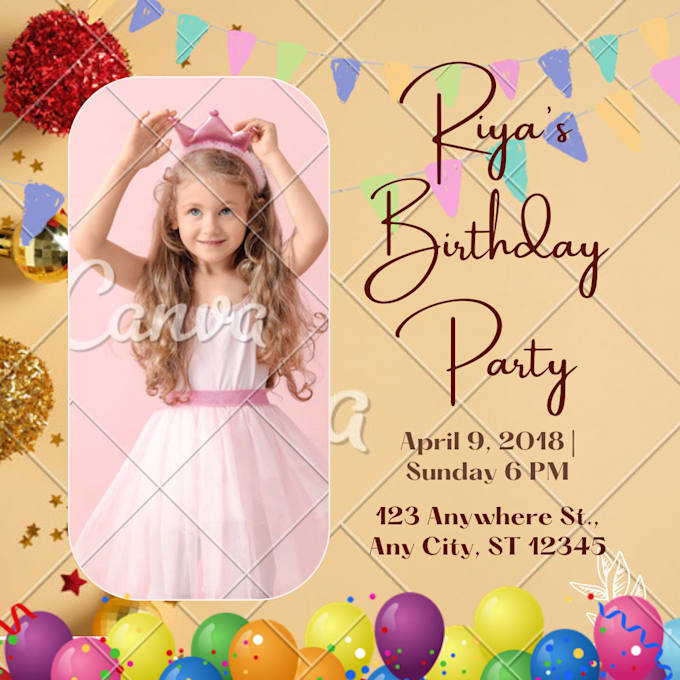 Design birthday and themed birthday invitation card by Imvikrant | Fiverr