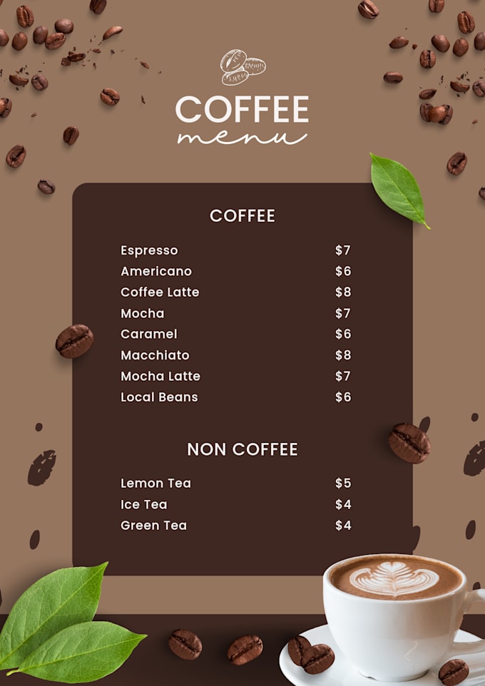 Do modern restaurant menu design by Noorain577 | Fiverr