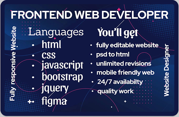 Be your front end web developer using html css bootstrap js by ...