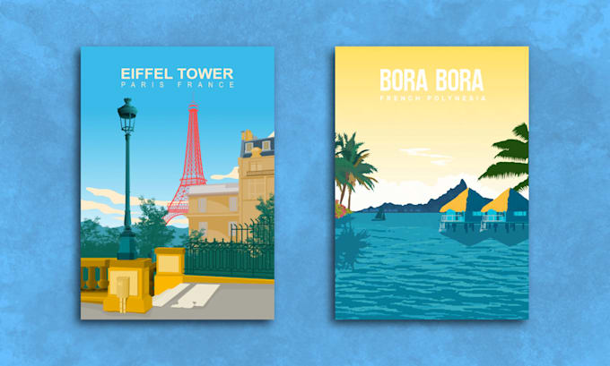 Create modern retro vintage style landscape and travel poster ...