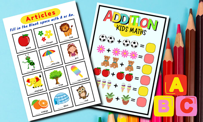 Design children worksheets, activity book, coloring pages ,flashcards ...