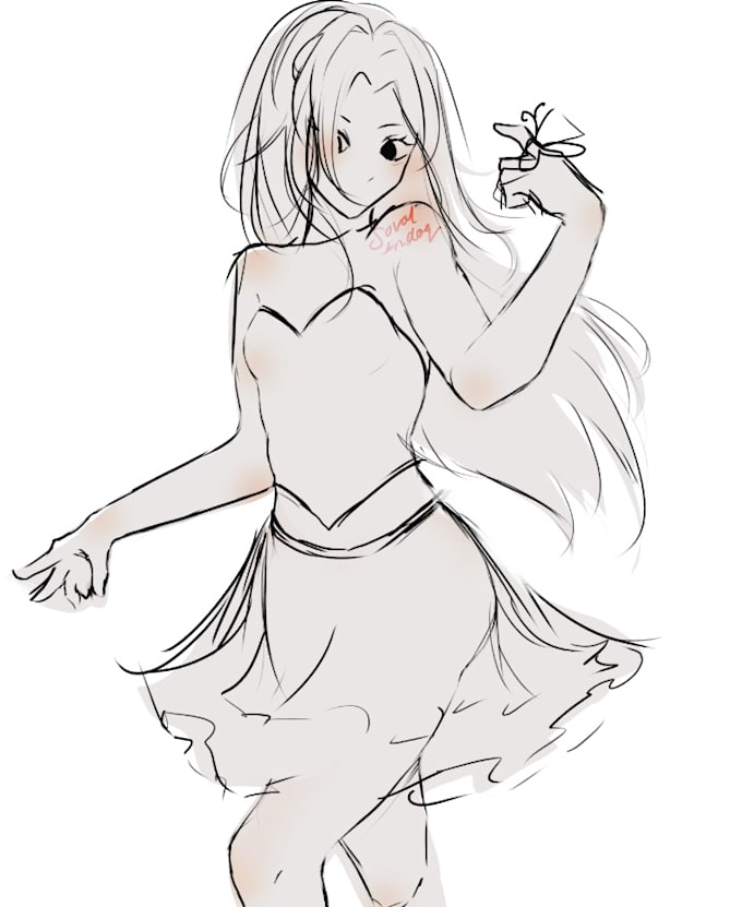 Uncoloured anime style sketch commission by Sovalendoq | Fiverr