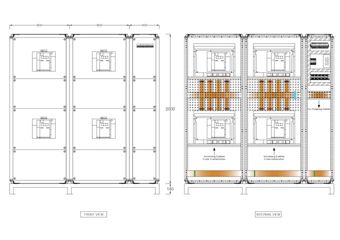 Draw auto transfer switch panel design and wiring diagram with autocad ...