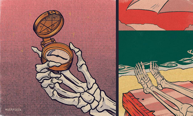 Draw a digital retro horror illustration by Zhannamudrak | Fiverr