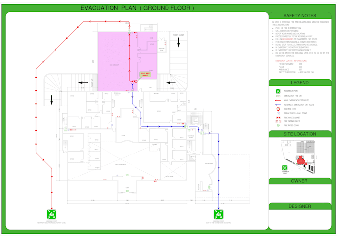 Design fire emergency evacuation plan, map or diagram by Sajjadghumman ...