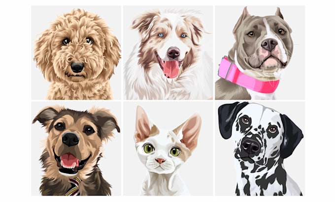 Make a beautiful vector pet portrait for you by Avtorys | Fiverr