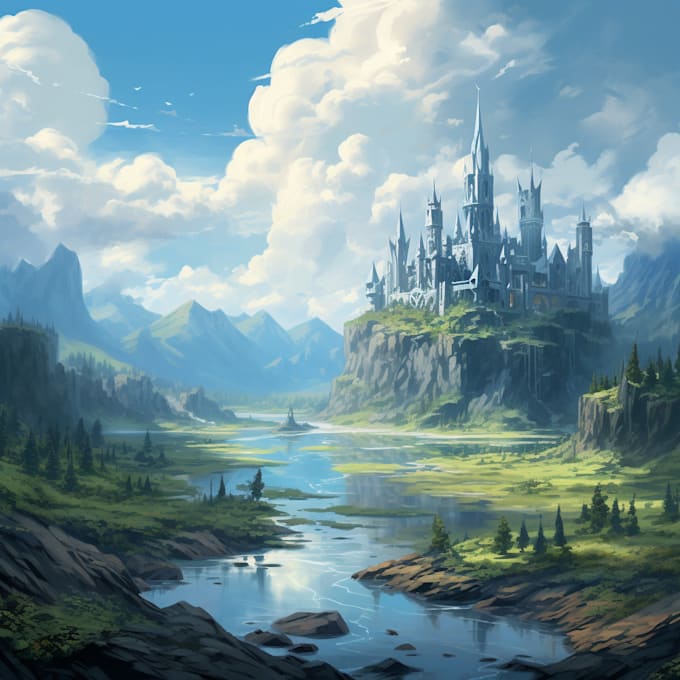 Draw fantasy background, landscape and environment art by Hampion | Fiverr