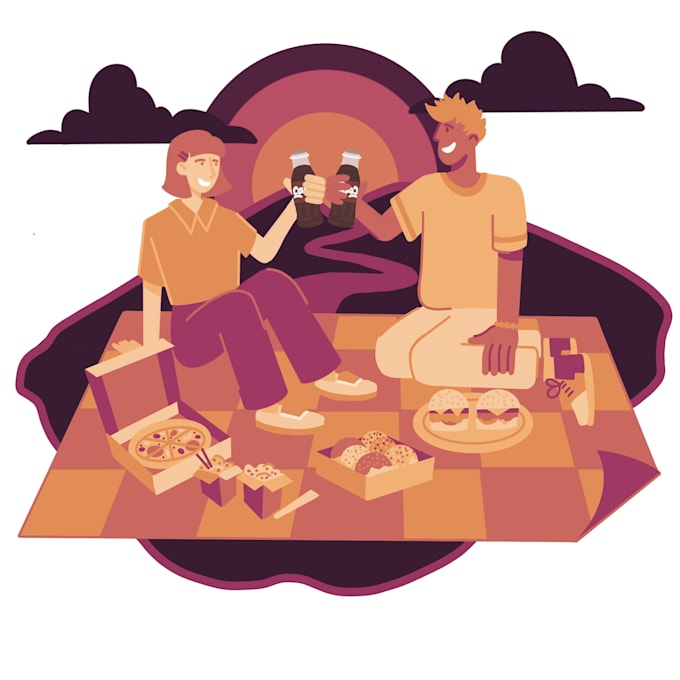 Draw flat commercial illustration for your business by Zdrvts | Fiverr