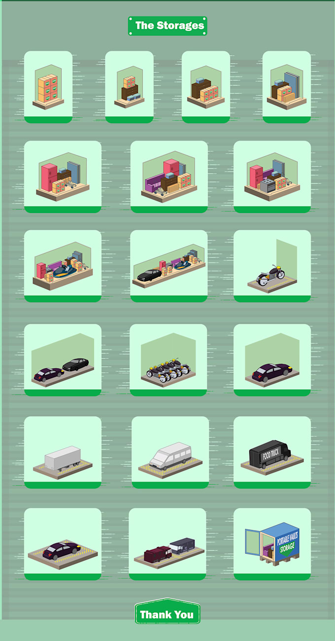 Simple isometric illustration for transportation and storage items by ...