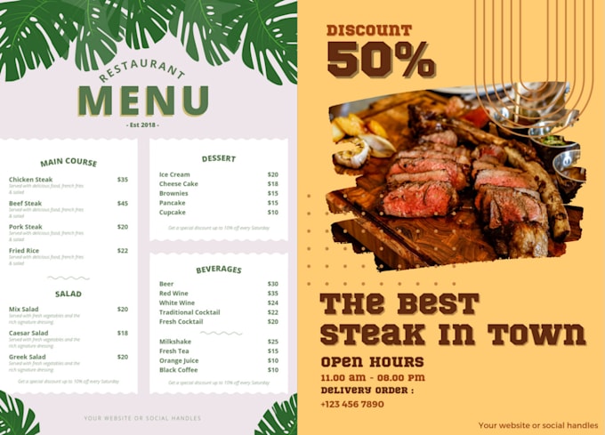 Do amazing food poster and restaurant menus design by Nusrat41 | Fiverr