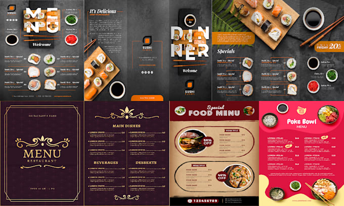 Make unique food menu restaurent flyer, rate by Elemento_05 | Fiverr