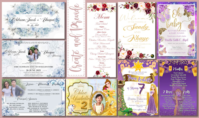 Your unique invitation and reservation cards by Diannemanalo | Fiverr