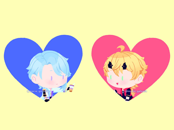 Draw cute lineless art chibi full body by Marie_galaxia | Fiverr