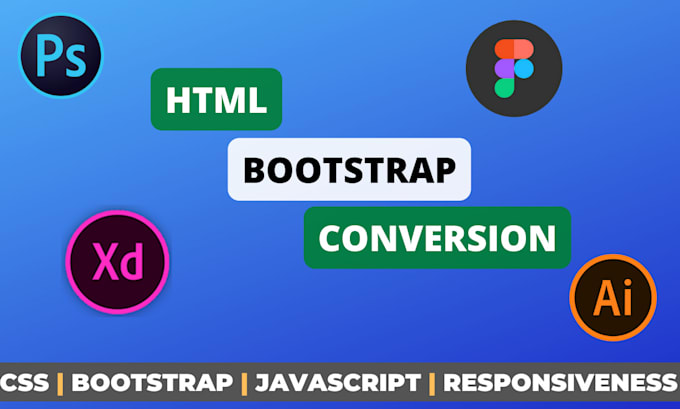 Convert any type of web design to html bootstrap, react responsive web ...