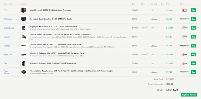 Create a customized pc part list using pcpartpicker by Moto_pc | Fiverr