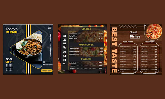 Create a amazing food menu design, food flyer, and restaurant menus for ...