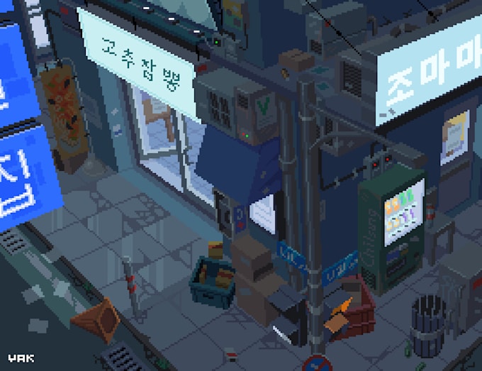 Create urban pixel art scenes by Yakone1600 | Fiverr