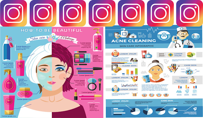 Do skincare creative infography for instagram and pinterest by ...